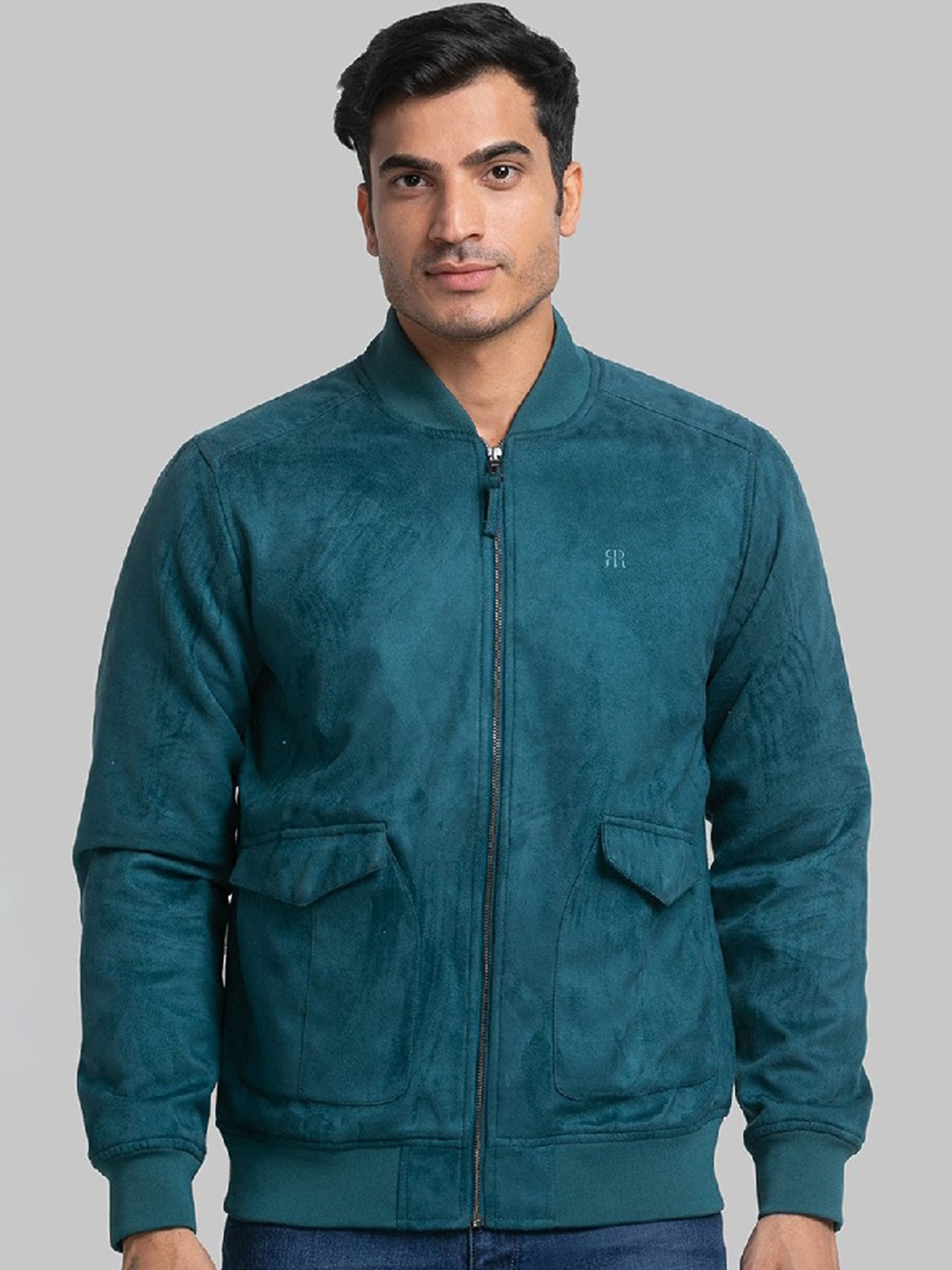 Buy Raymond Men Green Stand Collar Bomber Jacket - Jackets for Men ...