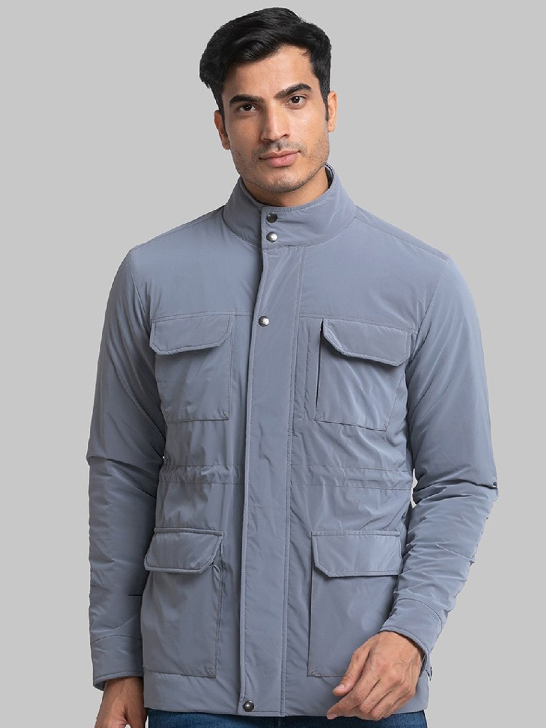Buy Raymond Men Grey Solid Long Sleeves Tailored Jacket - Jackets for ...