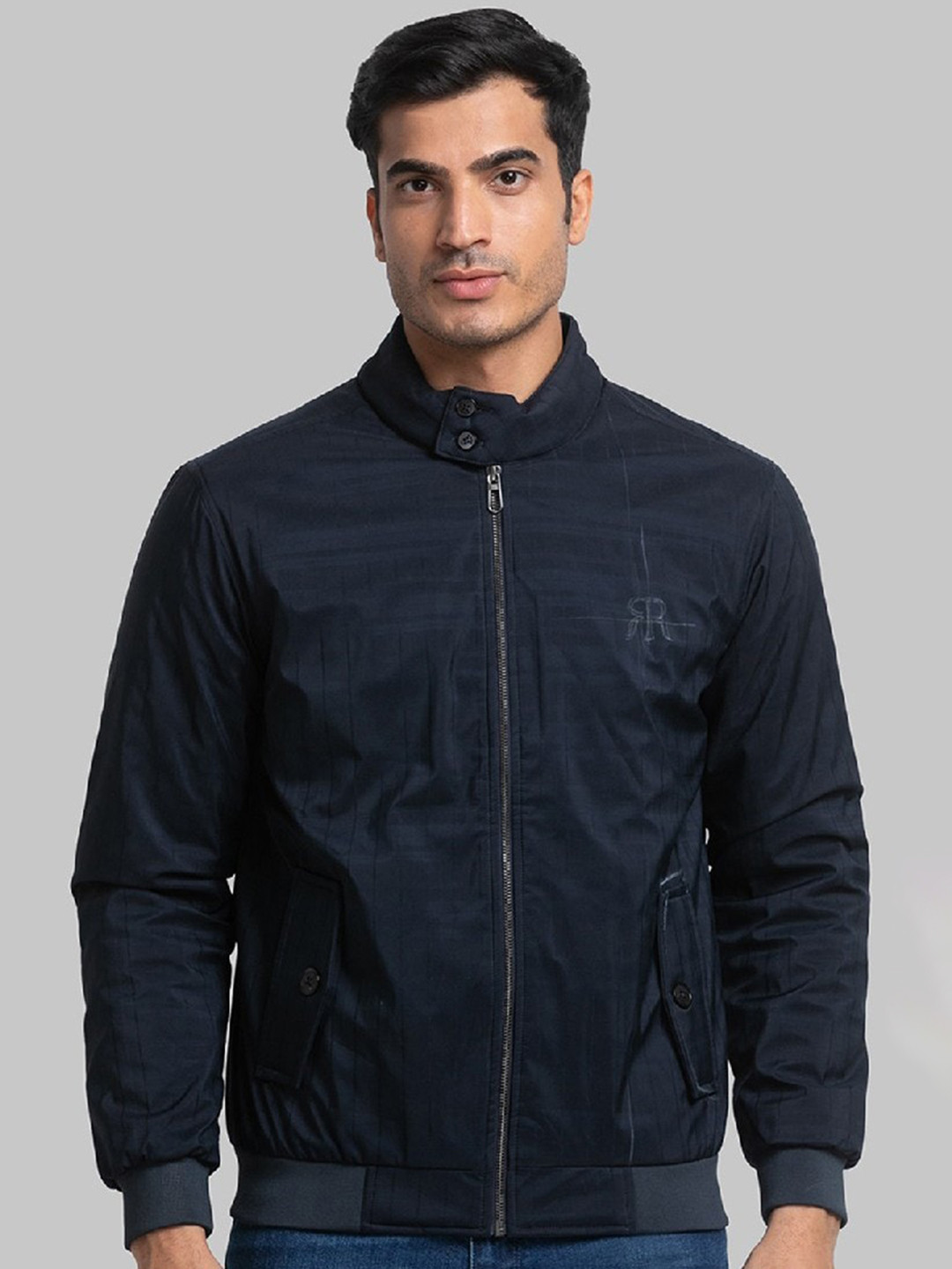 Buy Raymond Men Blue Solid Bomber Jacket - Jackets for Men 20106954 ...