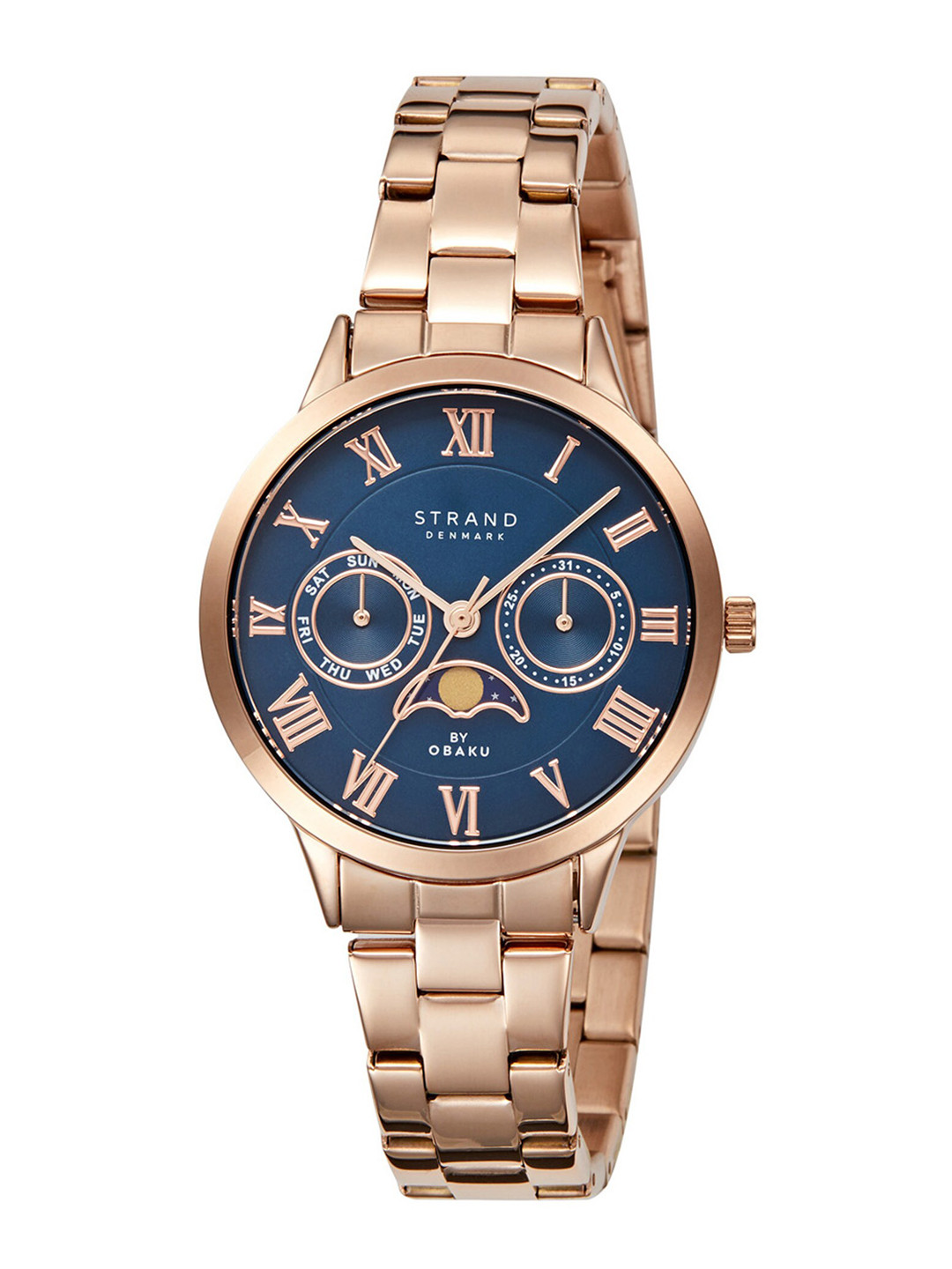 Buy STRAND BY OBAKU Women Blue Brass Patterned Dial & Rose Gold Toned ...