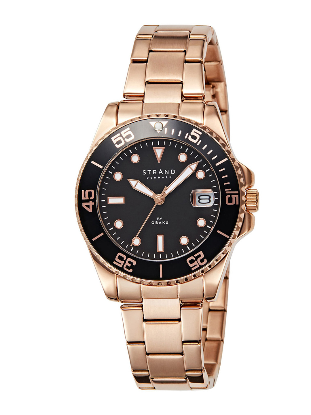 Buy STRAND BY OBAKU Women Black Dial & Rose Gold Toned Straps Analogue ...