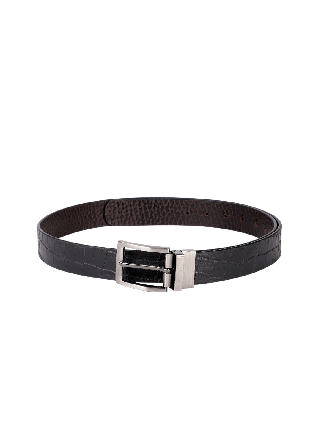 Buy Hidesign Men Black & Brown Reversible Textured Leather Belt - Belts ...