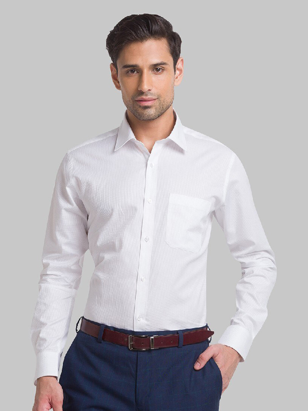 Buy Raymond Men White Solid Pure Cotton Shirts - Shirts for Men ...