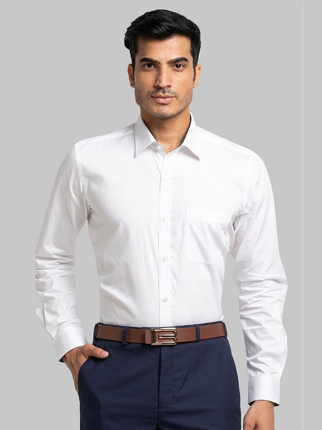 Buy Raymond Men White Solid Pure Cotton Formal Shirt - Shirts for Men ...