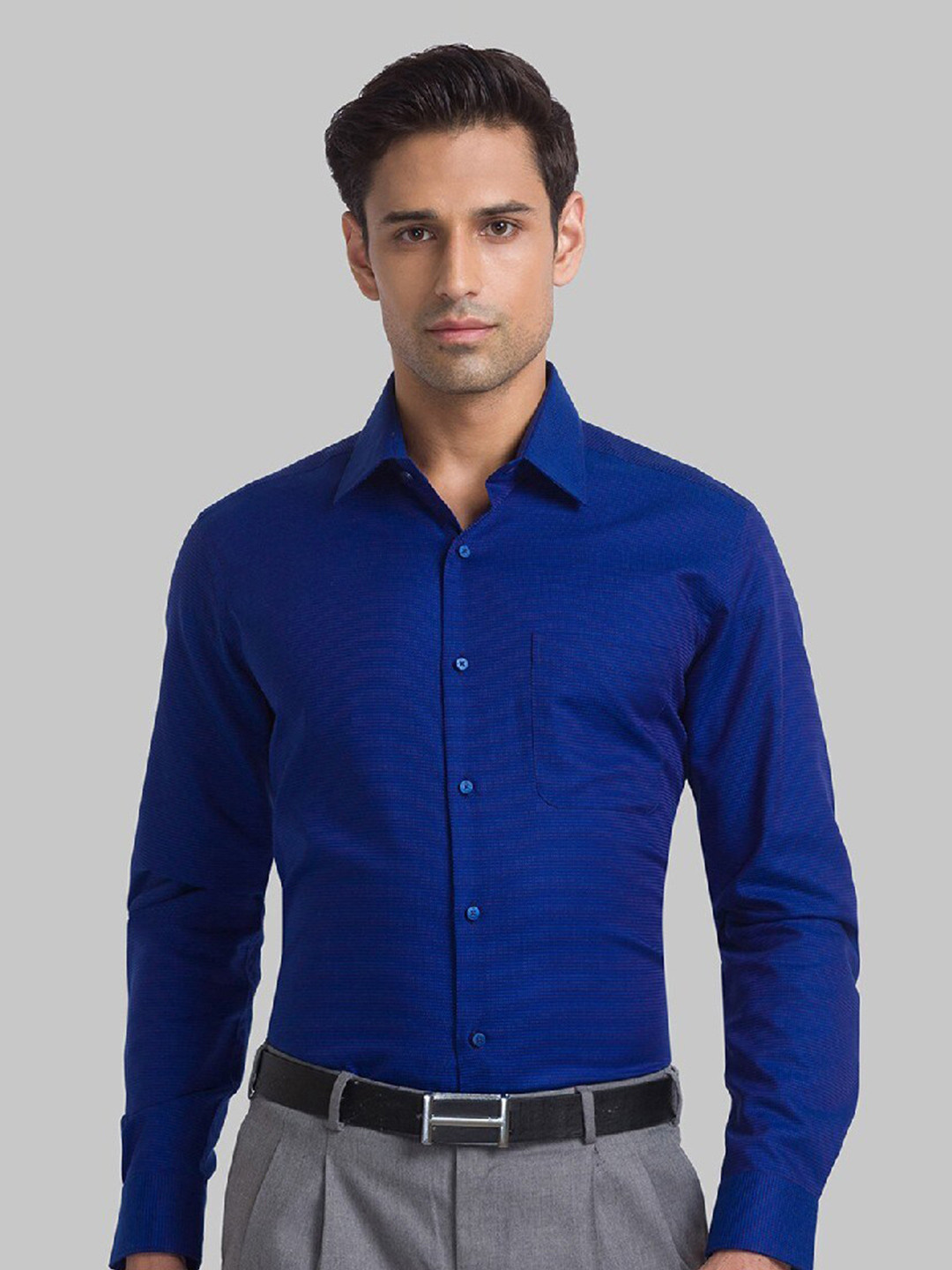 Buy Raymond Men Blue Solid Pure Cotton Formal Shirt - Shirts for Men ...