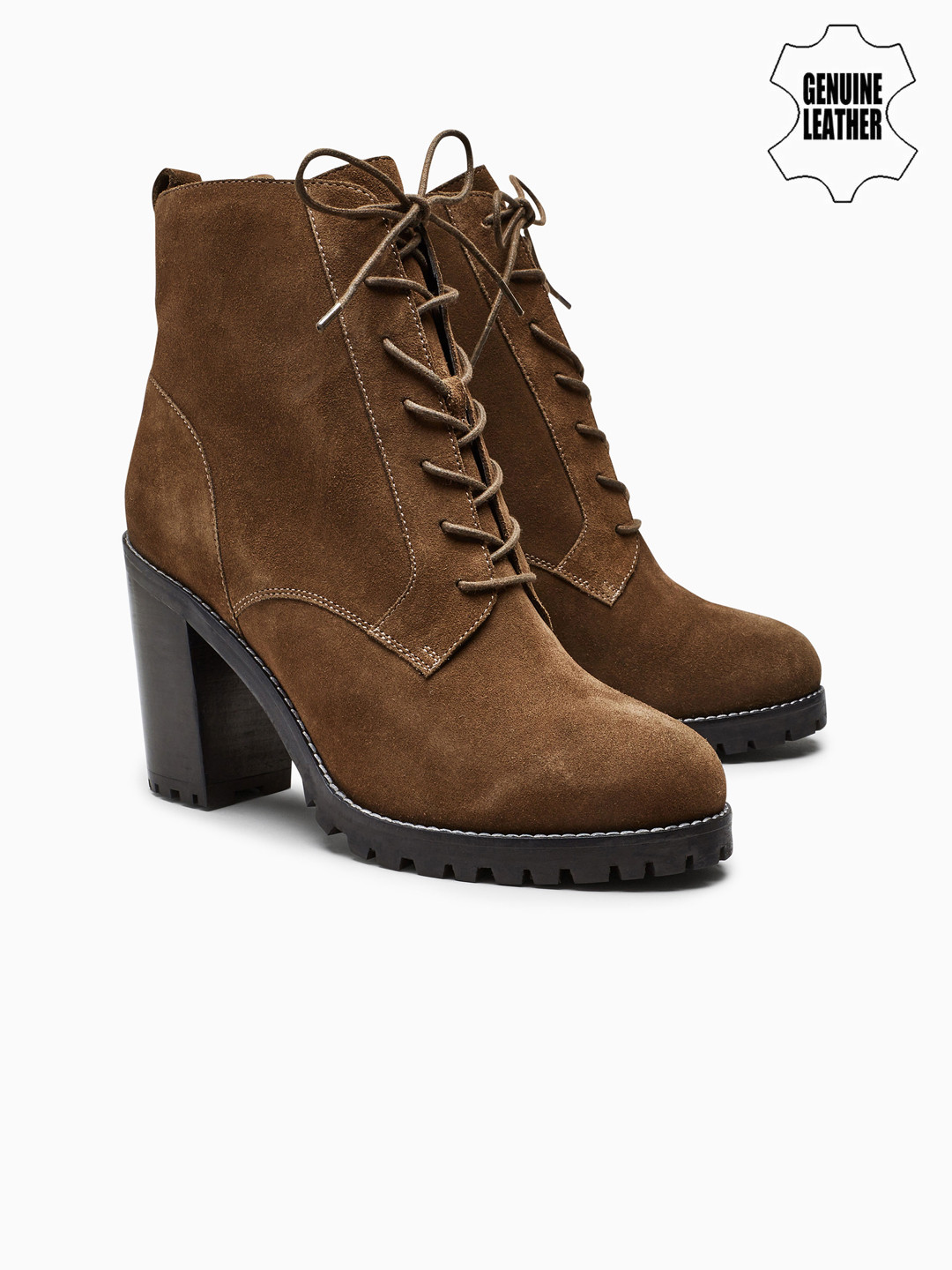 Buy Next Women Brown Solid Suede Leather Heeled Boots - Boots for Women ...