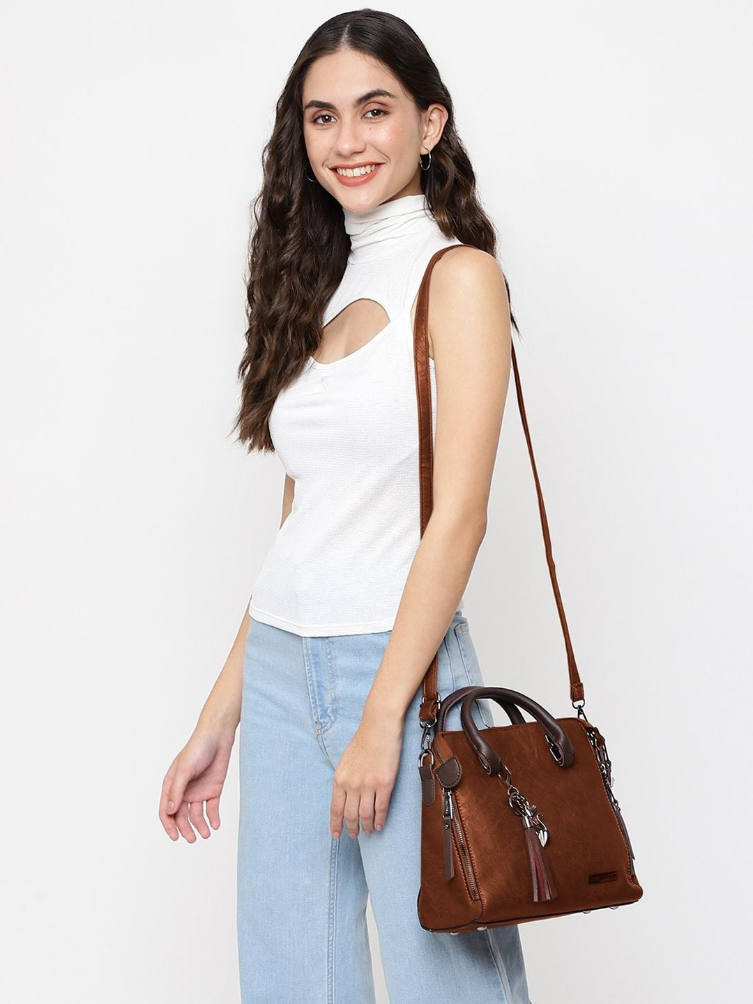 Buy Tan Structured Satchel Bag - Handbags for Women 20118602 | Myntra