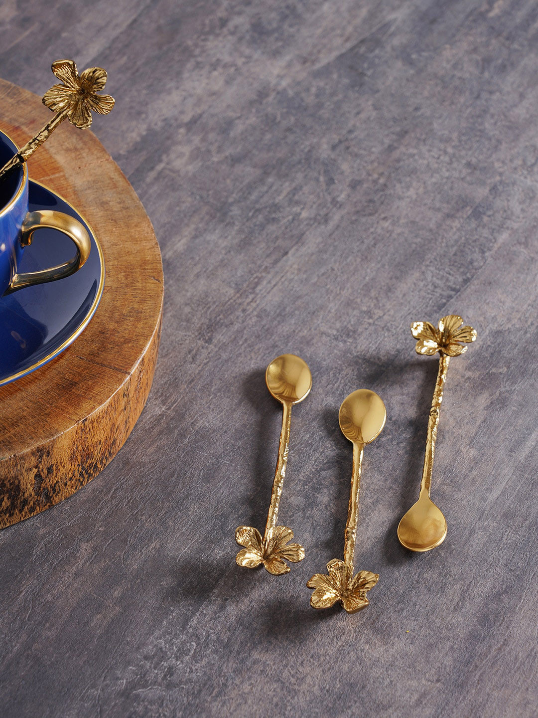 Buy Pure Home And Living Set Of 4 Gold Toned Serving Cutlery - Spoon ...