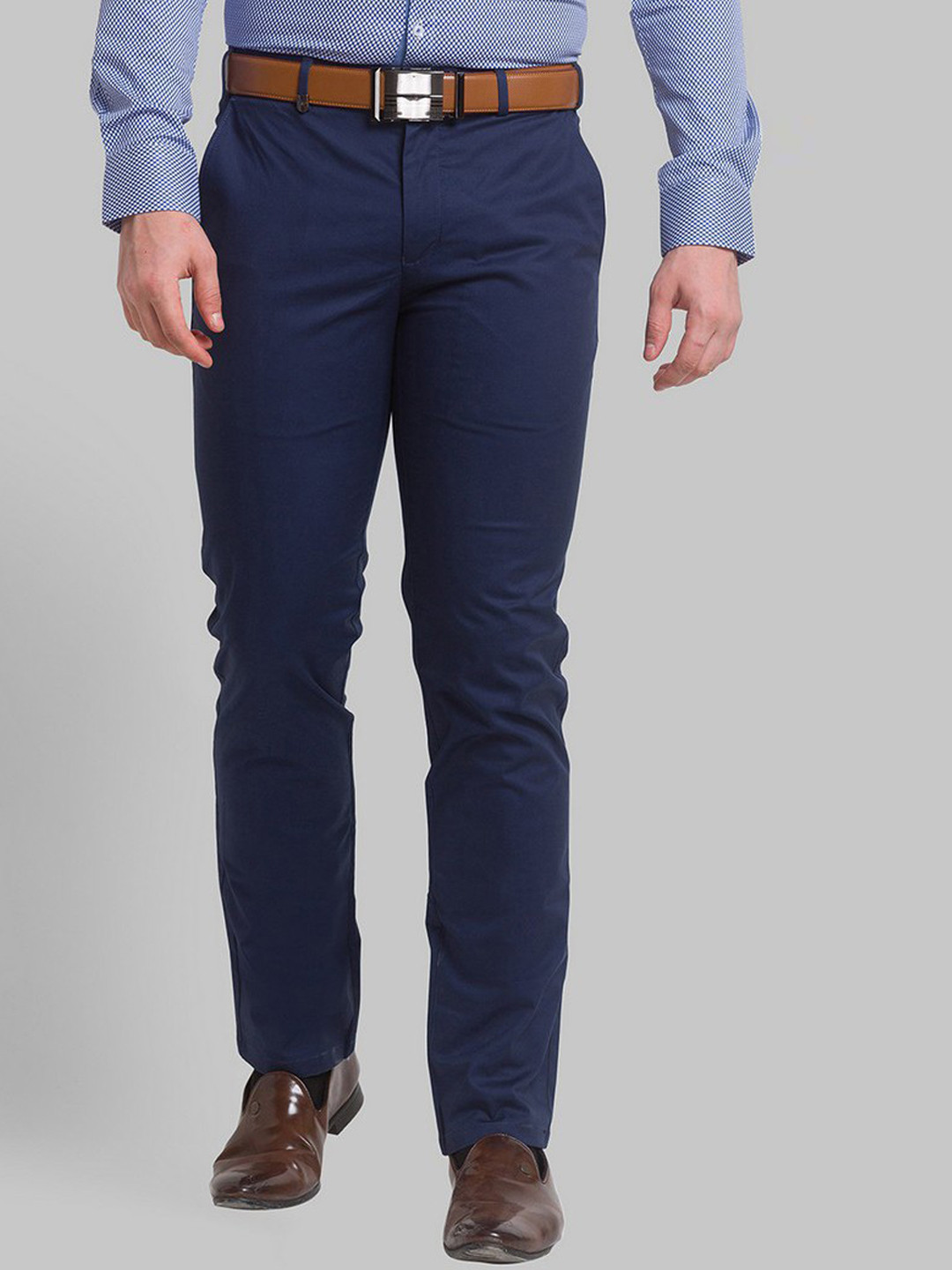 Buy Park Avenue Men Blue Slim Fit Chinos Formal Trouser - Trousers for ...