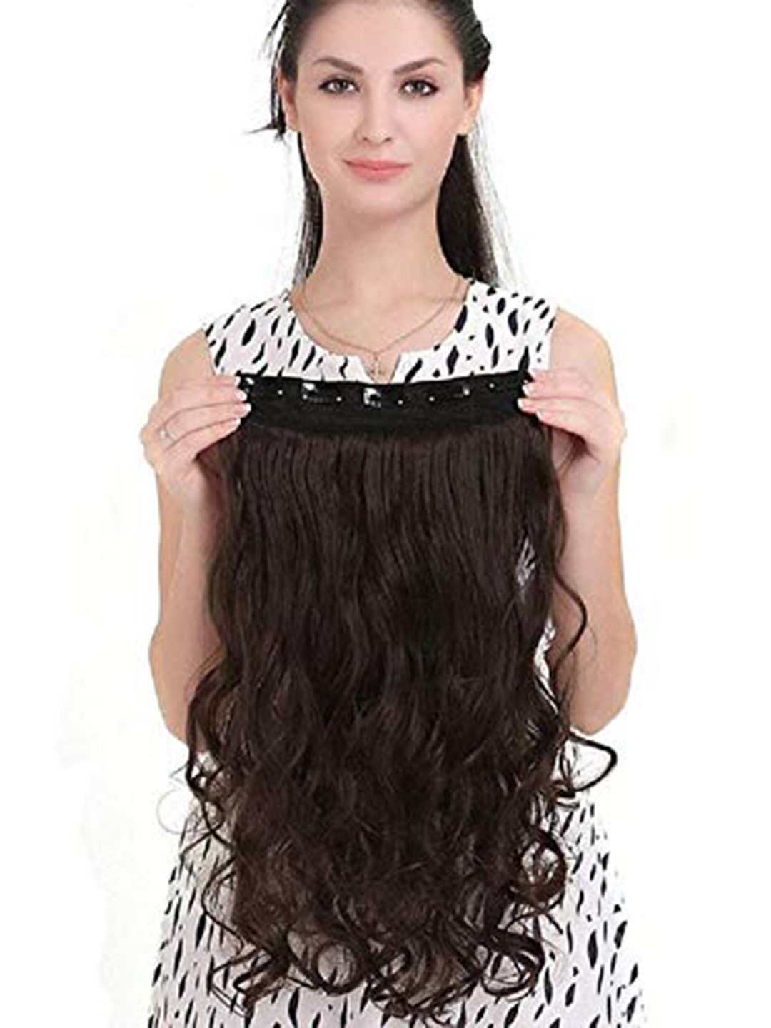 Buy CHANDERKASH Dark Brown 5 Clip Lightweight Curly & Wavy Hair ...
