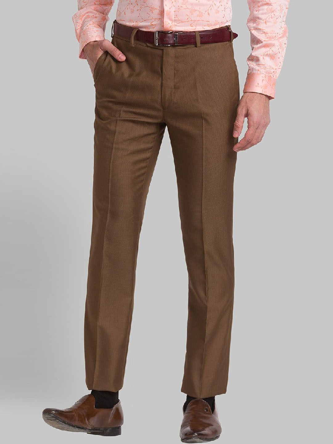 Buy Raymond Men Brown Solid Regular Fit Formal Trousers - Trousers for ...
