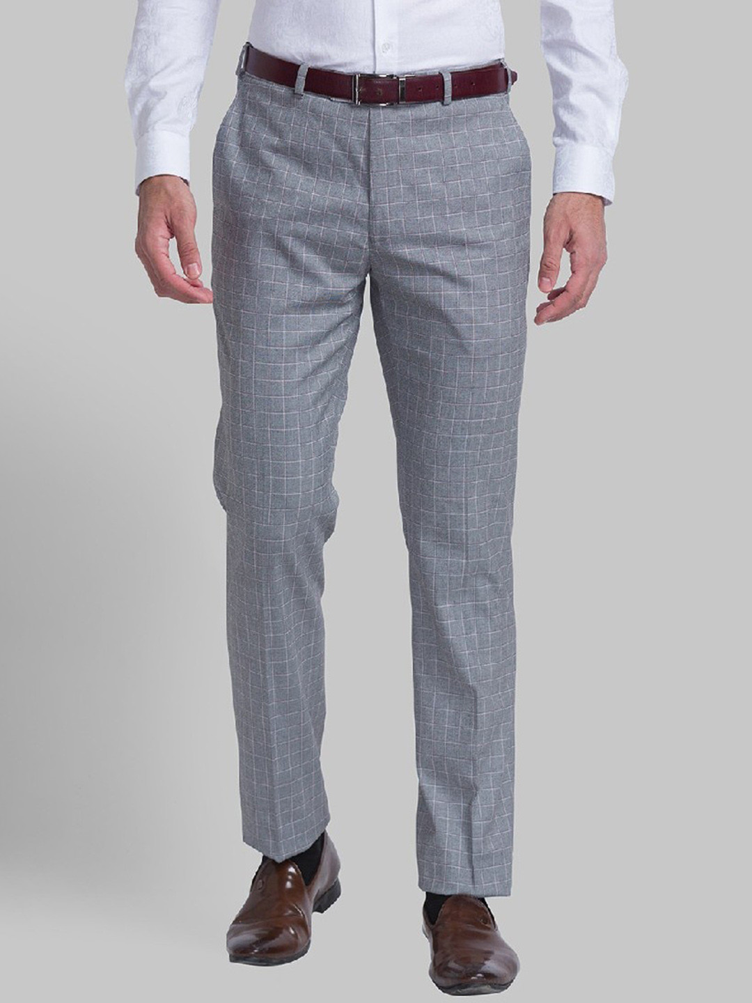 Buy Raymond Men Grey Solid Formal Trousers - Trousers for Men 20121934 ...