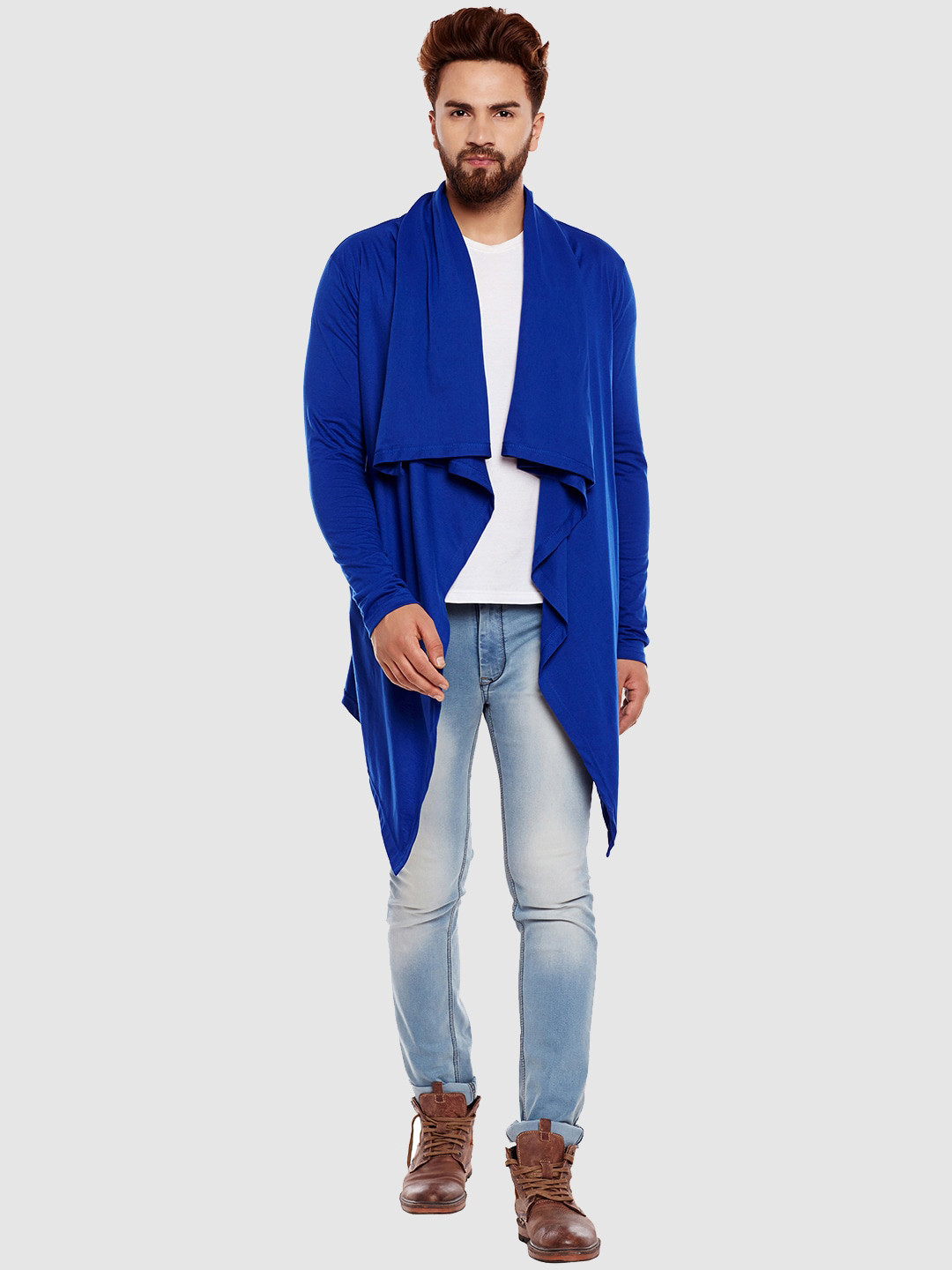 Buy CHILL WINSTON Men Blue Longline Waterfall Shrug - Shrug for Men ...