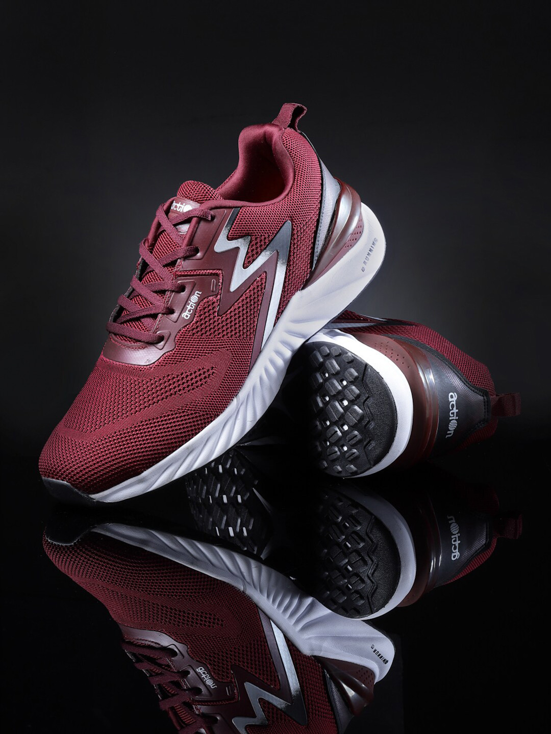 Buy Action Men Maroon Mesh Running Non Marking Sports Shoes - Sports ...