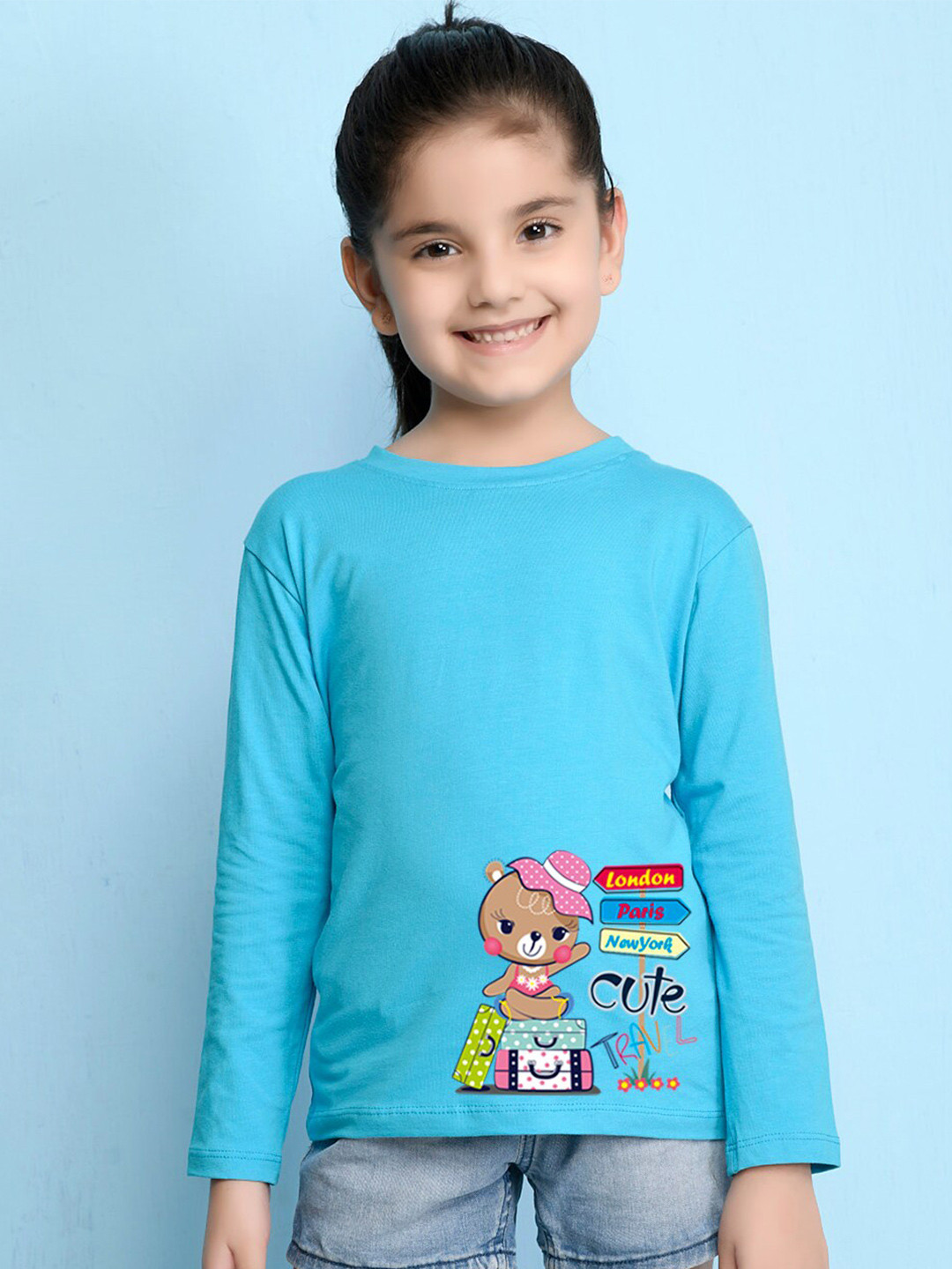 Buy NUSYL Girls Blue T Shirt - Tshirts for Girls 20125134 | Myntra