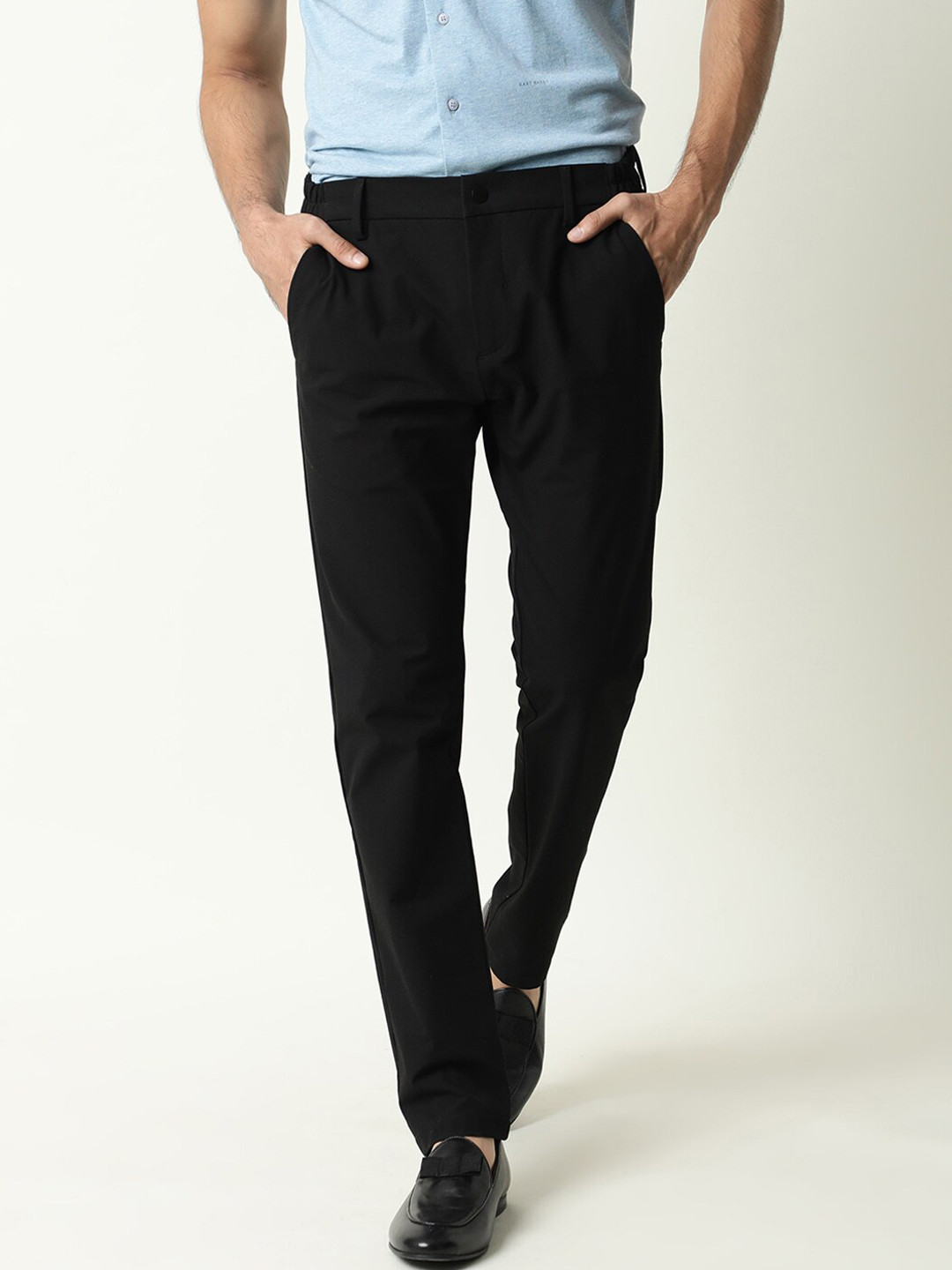 Buy RARE RABBIT Men Black Slim Fit Trousers - Trousers for Men 20129862 ...