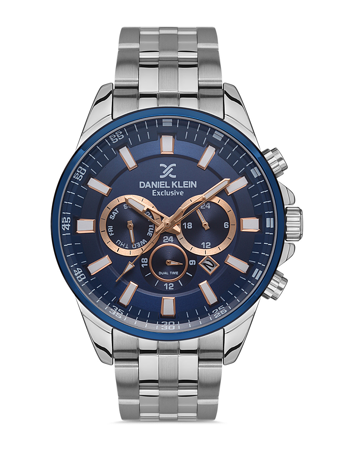 Buy Daniel Klein Exclusive Men Blue Dial & Silver Toned Strap Analogue Watch DK.1.13274 2 ...