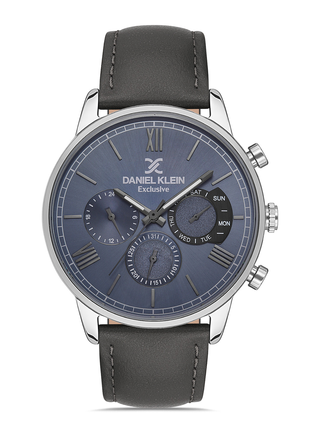 Buy Daniel Klein Exclusive Men Blue Dial & Grey Leather Strap Analogue Watch DK 1 13273 3 ...