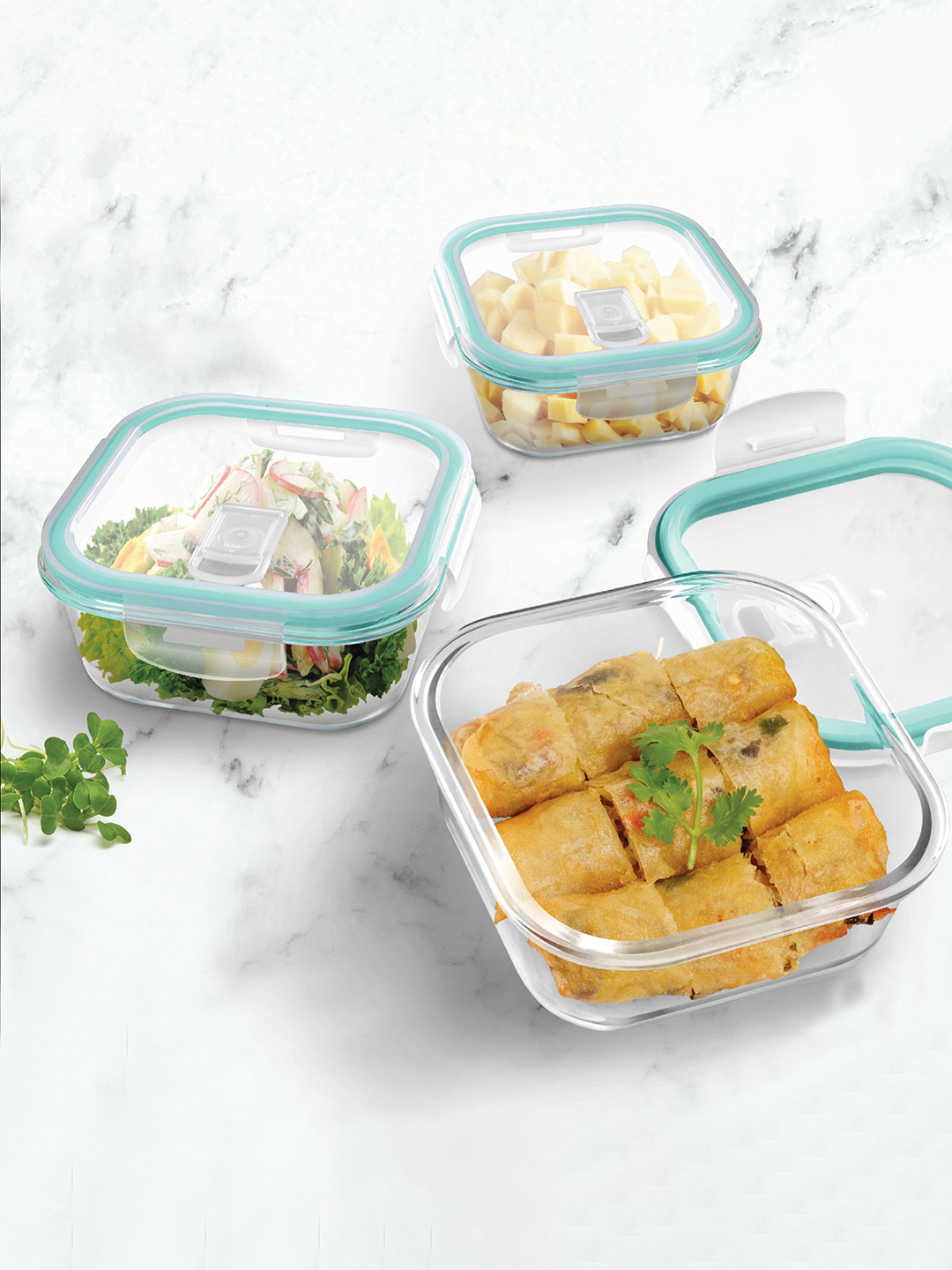 Buy Treo Set Of 2 Hi Borosilicate Clip Fresh Square Containers 160 Ml ...