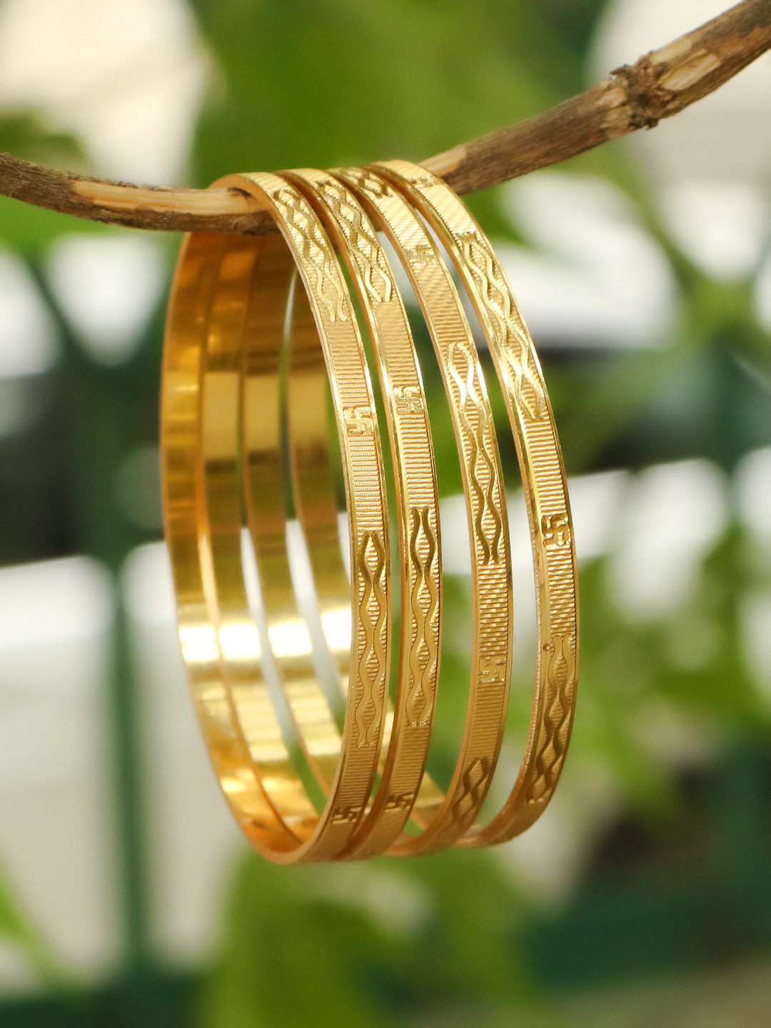 Buy Adwitiya Collection Set Of 4 24CT Gold Plated Bangles - Bangle for ...