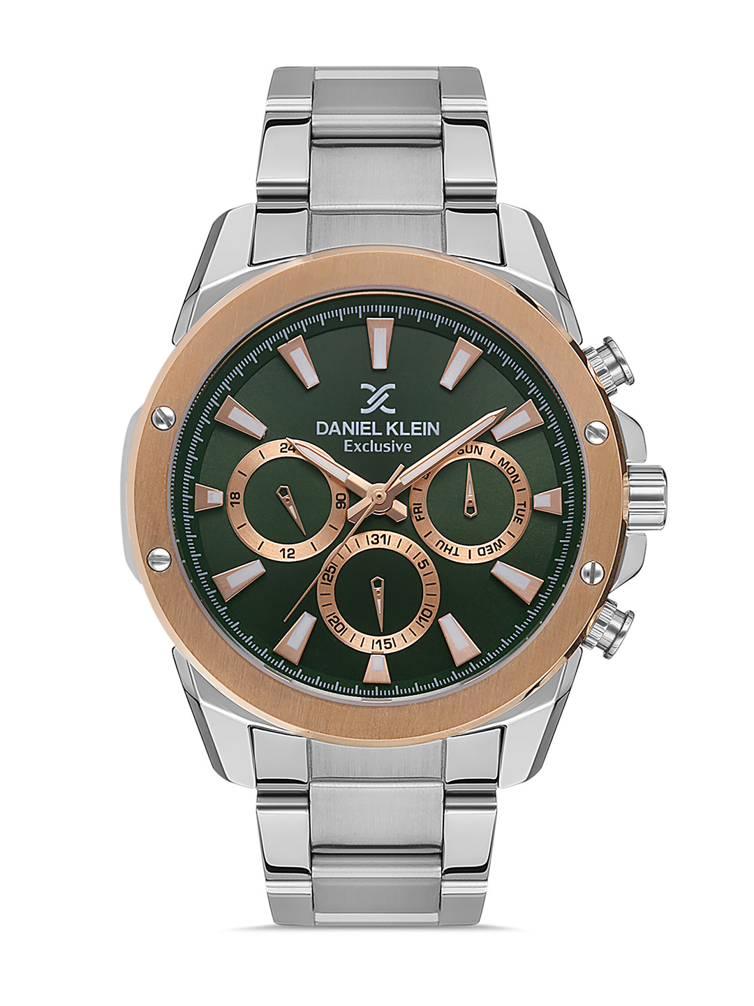 Buy Daniel Klein Exclusive Men Green Dial & Silver Toned Straps ...