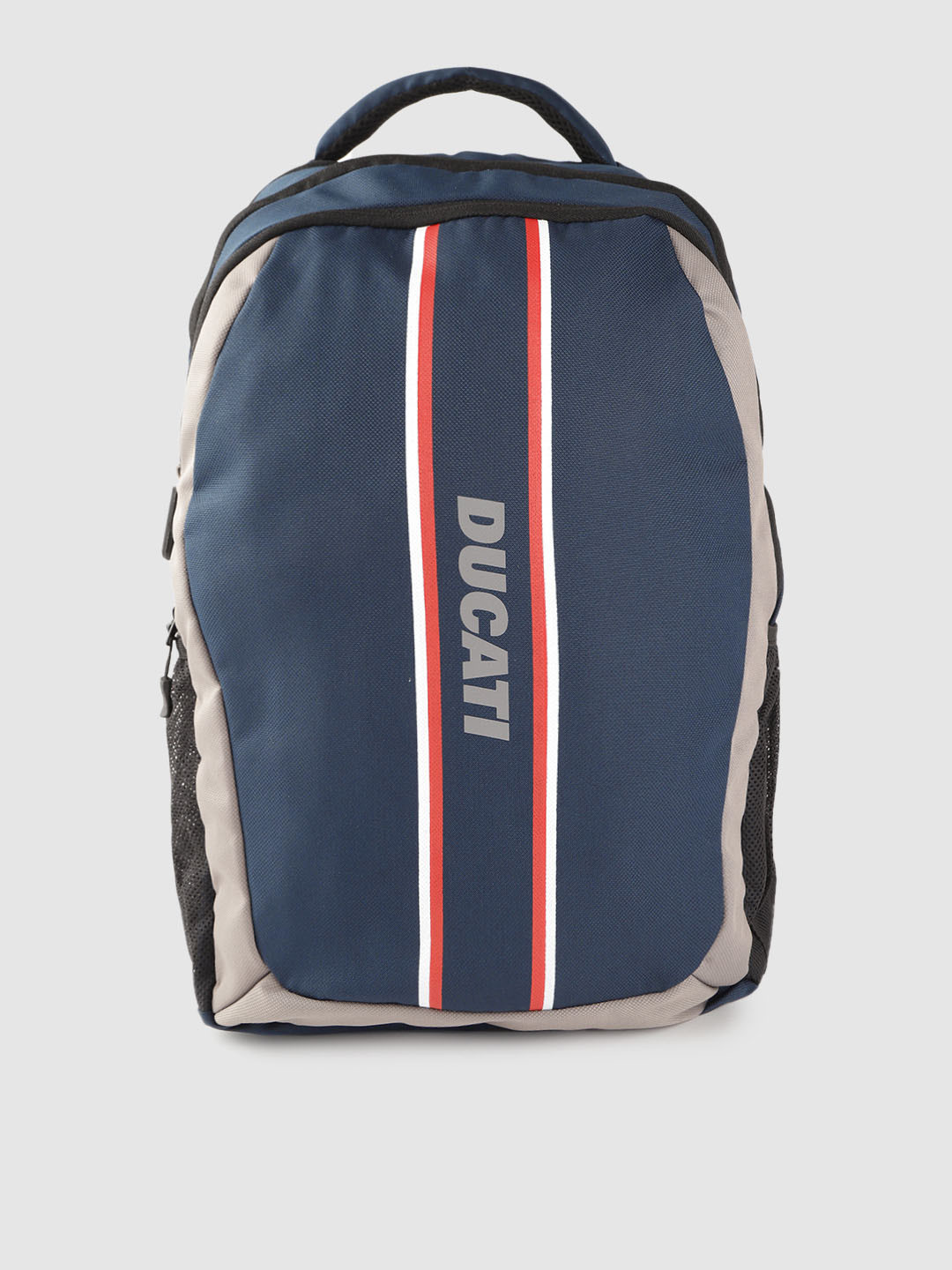 Buy Ducati Unisex Navy Blue & Grey Brand Logo Print Backpack ...