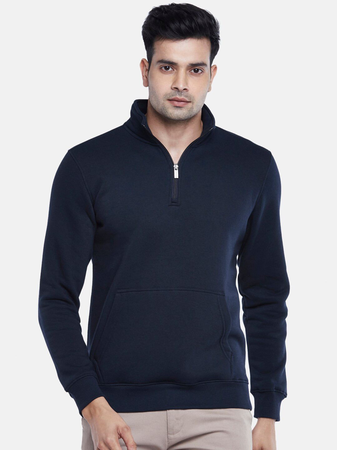 Buy BYFORD By Pantaloons Men Navy Blue Solid Sweatshirt - Sweatshirts ...