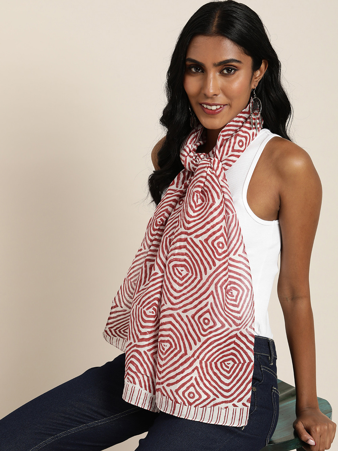 Buy Taavi Women Geometric Block Print Legacy Stole - Stoles for Women ...