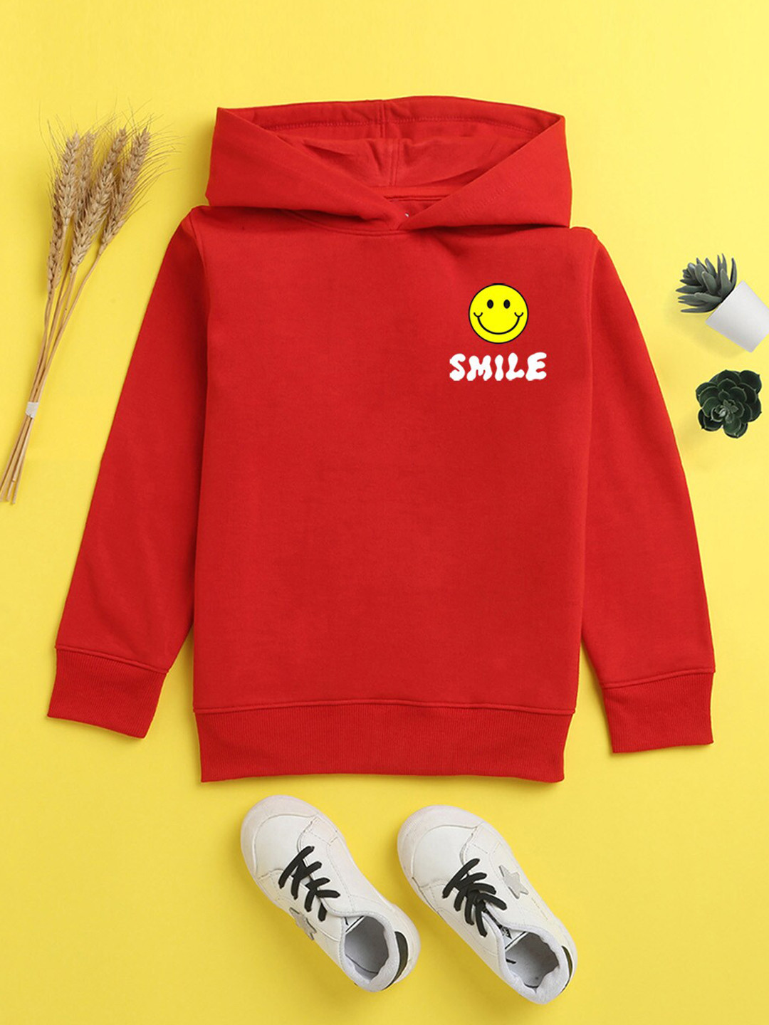 Buy NUSYL Unisex Kids Red Hooded Sweatshirt - Sweatshirts for Unisex ...