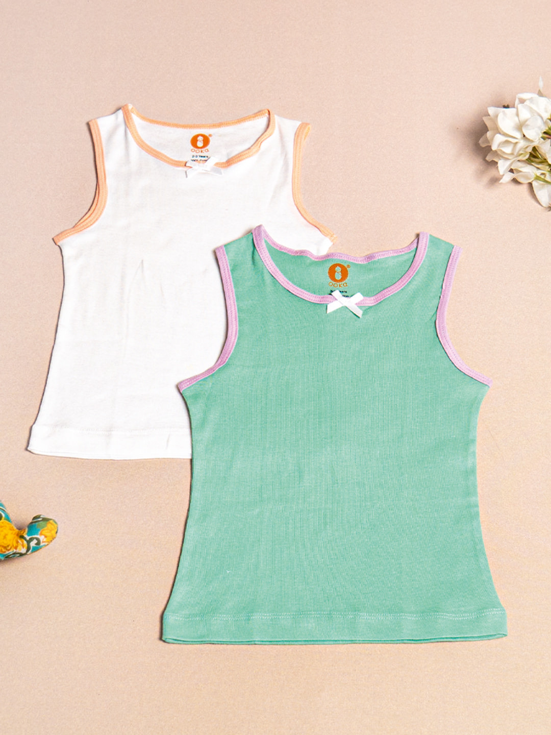 Buy OOKA Girls Pack Of 2 Assorted Cotton Innerwear Undershirt Vests ...