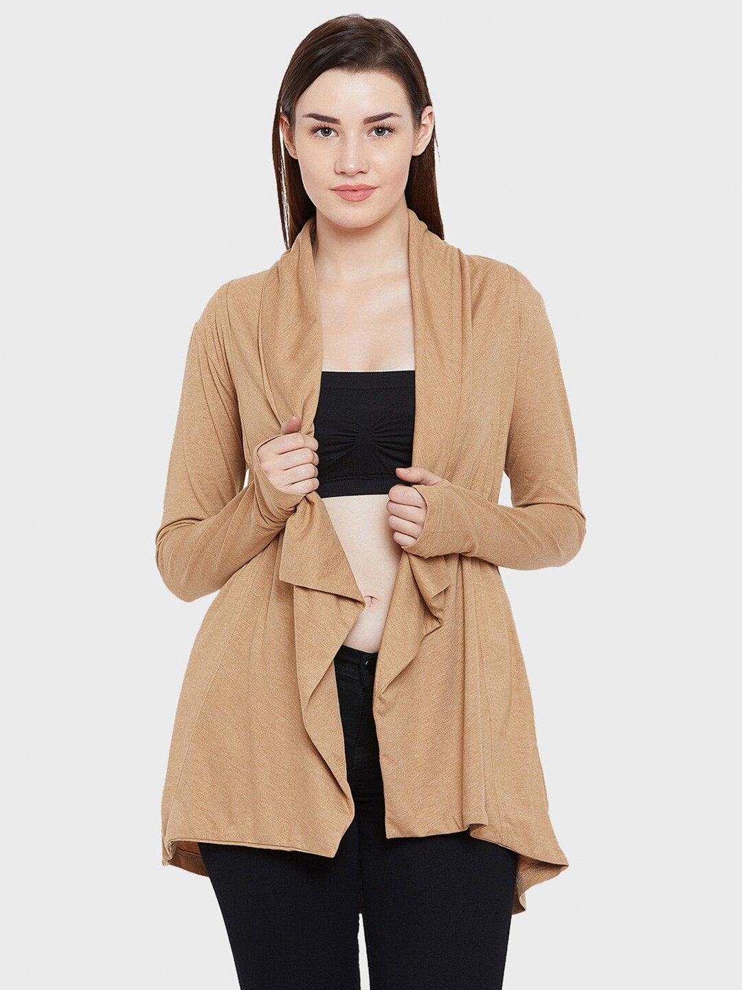 Buy Hypernation Women Khaki Cotton Blend Shrug - Shrug for Women ...