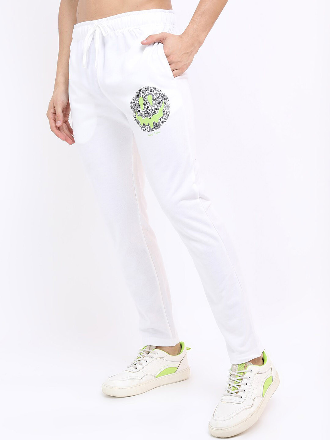 Buy KETCH Men White Printed Regular Fit Track Pants - Track Pants for ...