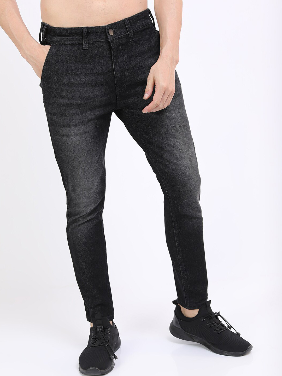 Buy KETCH Men Charcoal Slim Fit Light Fade Cotton Stretchable Jeans ...