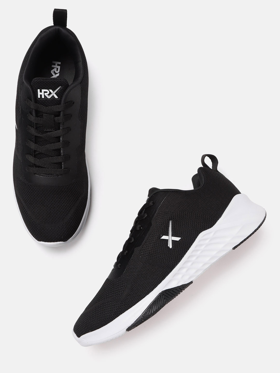 Buy HRX By Hrithik Roshan Men Black Woven Design Sneakers - Casual ...