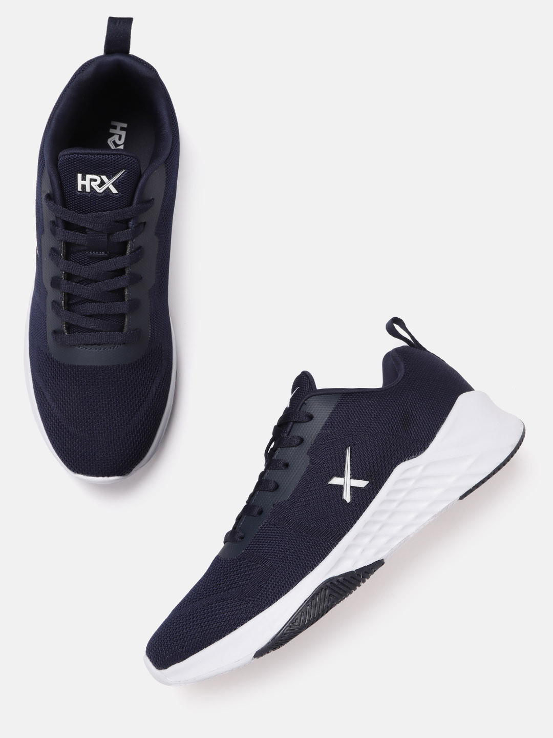 Buy HRX By Hrithik Roshan Men Navy Blue Woven Design Sneakers - Casual ...