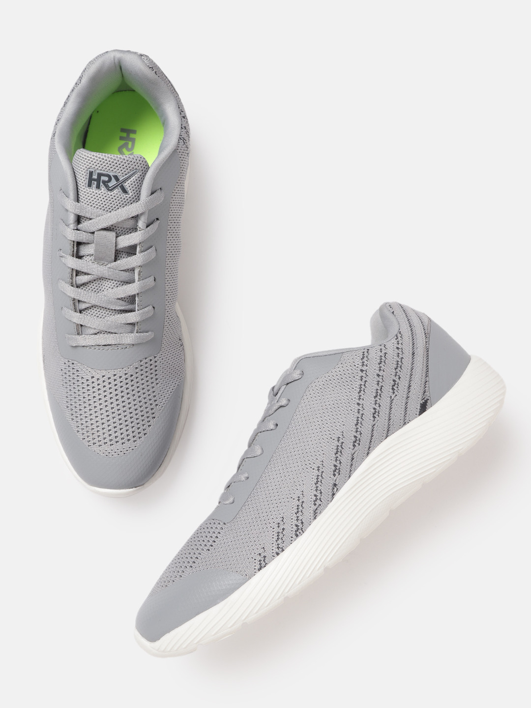 Buy HRX By Hrithik Roshan Men Grey Solid Woven Design Sneakers - Casual ...
