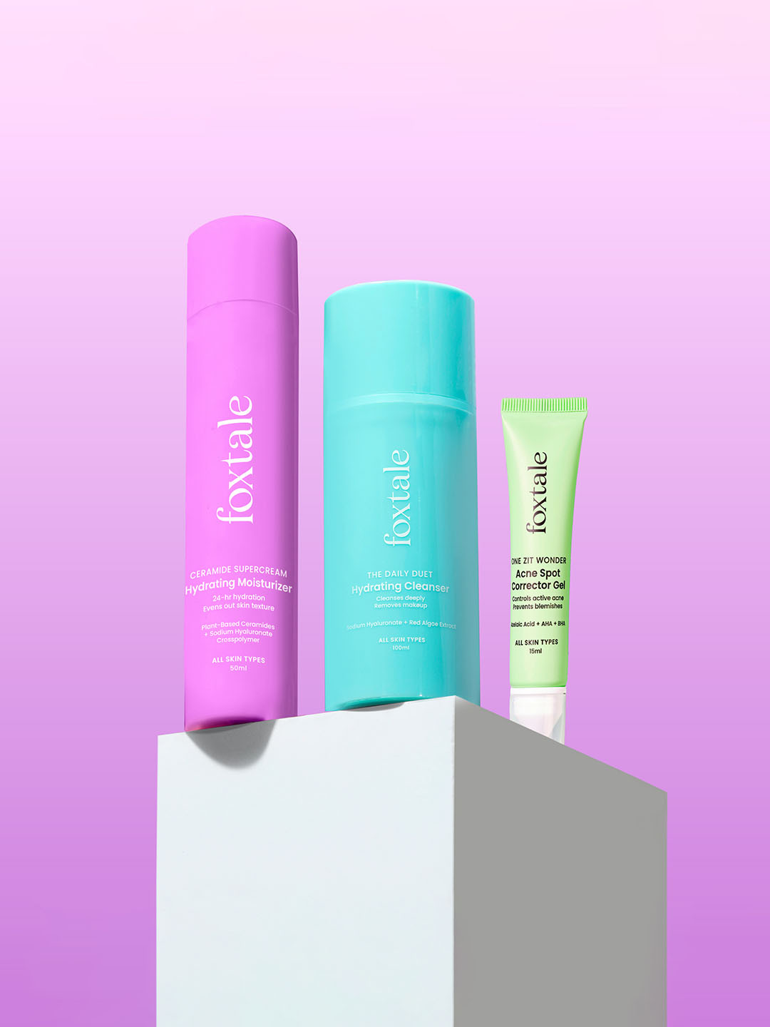 Buy FoxTale ABC Of Acne Control Trio Acne Clear Gel 15ml + Cleanser ...