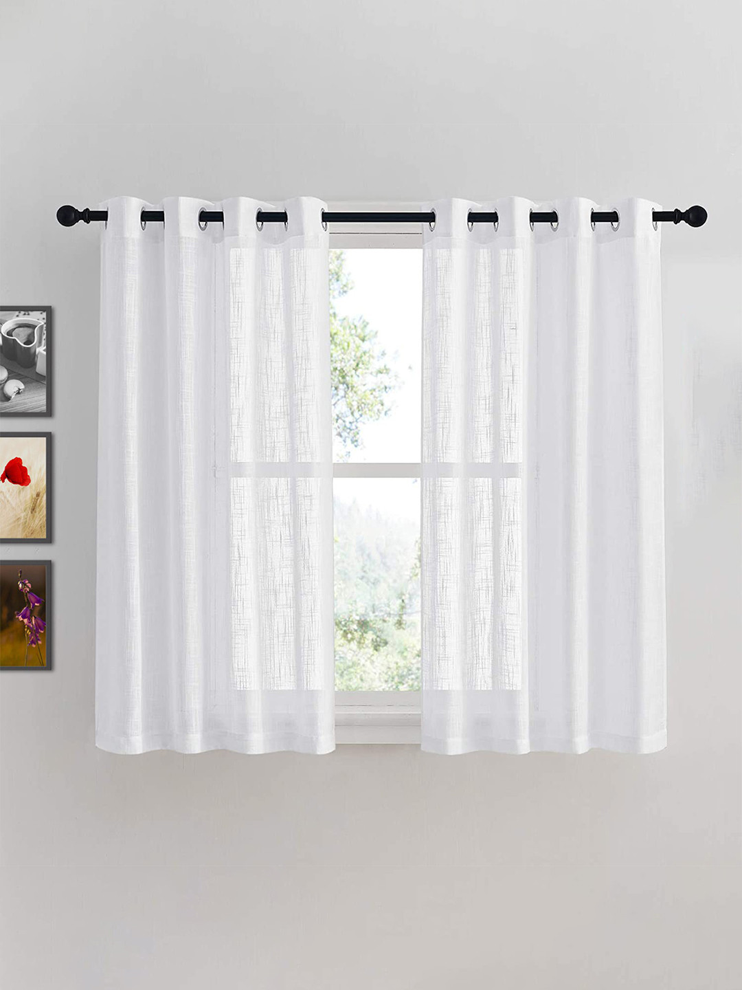 Buy HOMEMONDE White Solid Cotton Sheer Window Curtain - Curtains And ...
