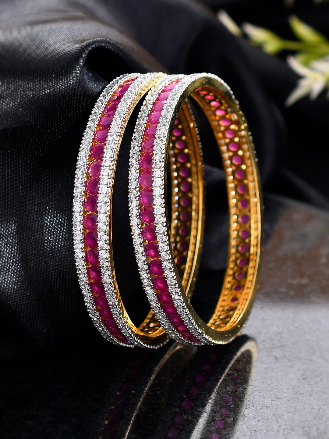 Buy Silvermerc Designs Set Of 2 Gold Plated AD Studded Handcrafted ...