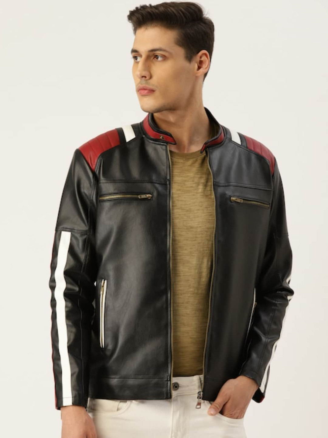Buy Leather Retail Men Biker Jacket - Jackets for Men 20165446 | Myntra