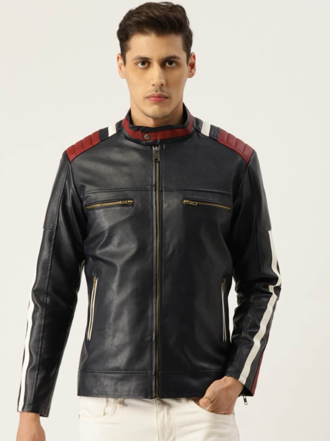 Buy Leather Retail Men Biker Jacket - Jackets for Men 20165460 | Myntra
