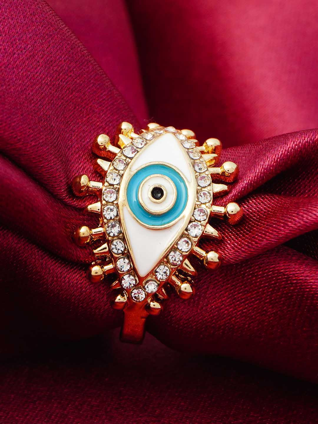 Buy Ferosh Gold Plated Spiky Evil Eye Finger Ring - Ring for Women ...