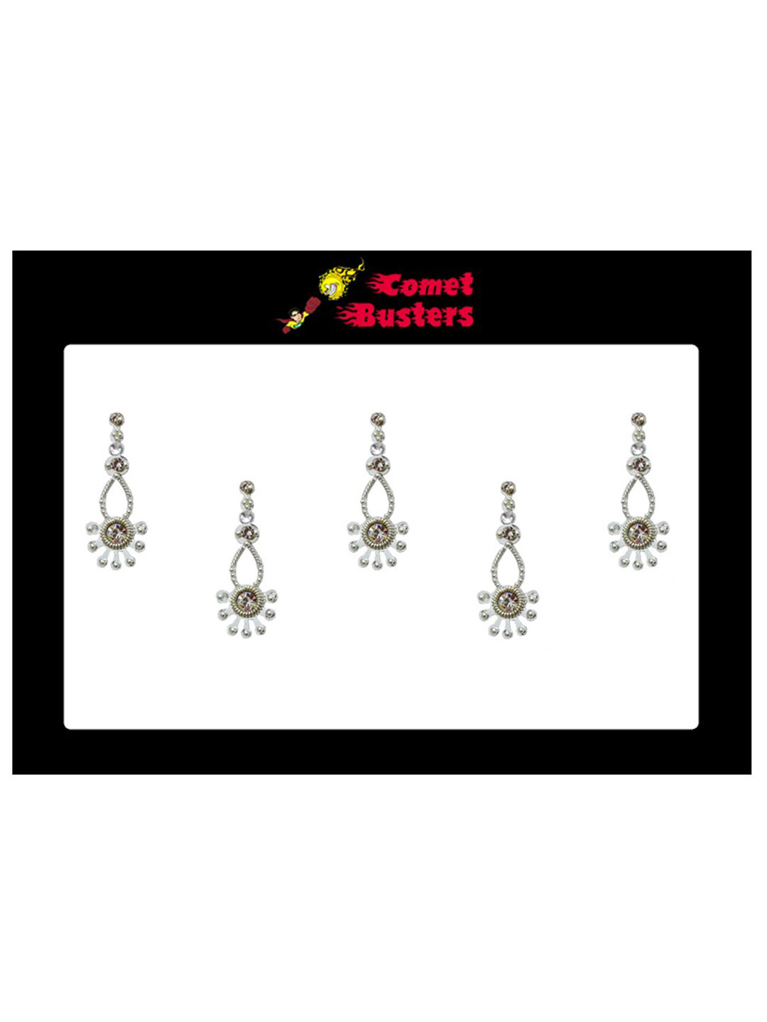 Buy Comet Busters 5 Pcs Embellished Reusable Designer Bindis Silver ...