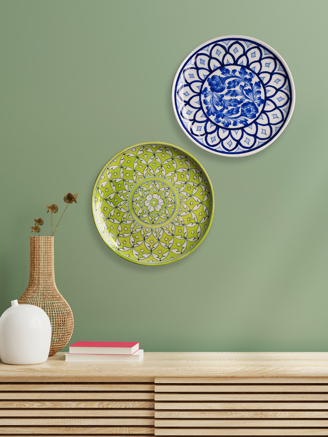 Buy Folkstorys Set Of 2 Pottery Wall Plates - Wall Decor for Unisex ...