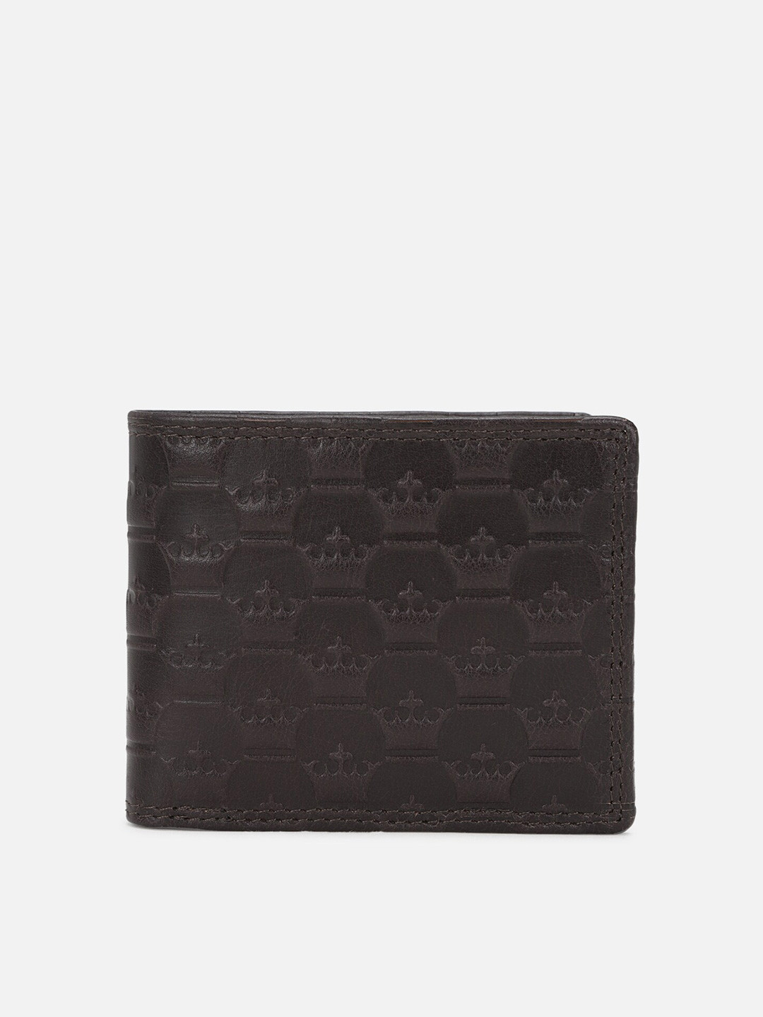 Buy Louis Philippe Men Brown Textured Leather Two Fold Wallet With SD ...