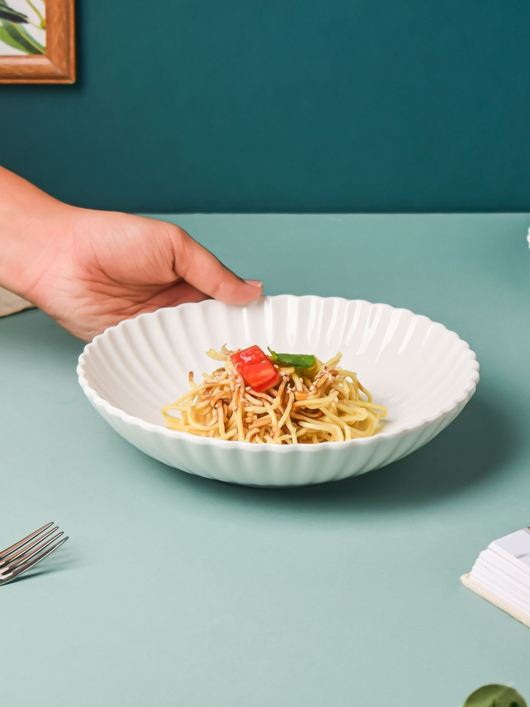 Buy Nestasia White Microwave Safe Textured Ceramic Matte Plate - Plates ...