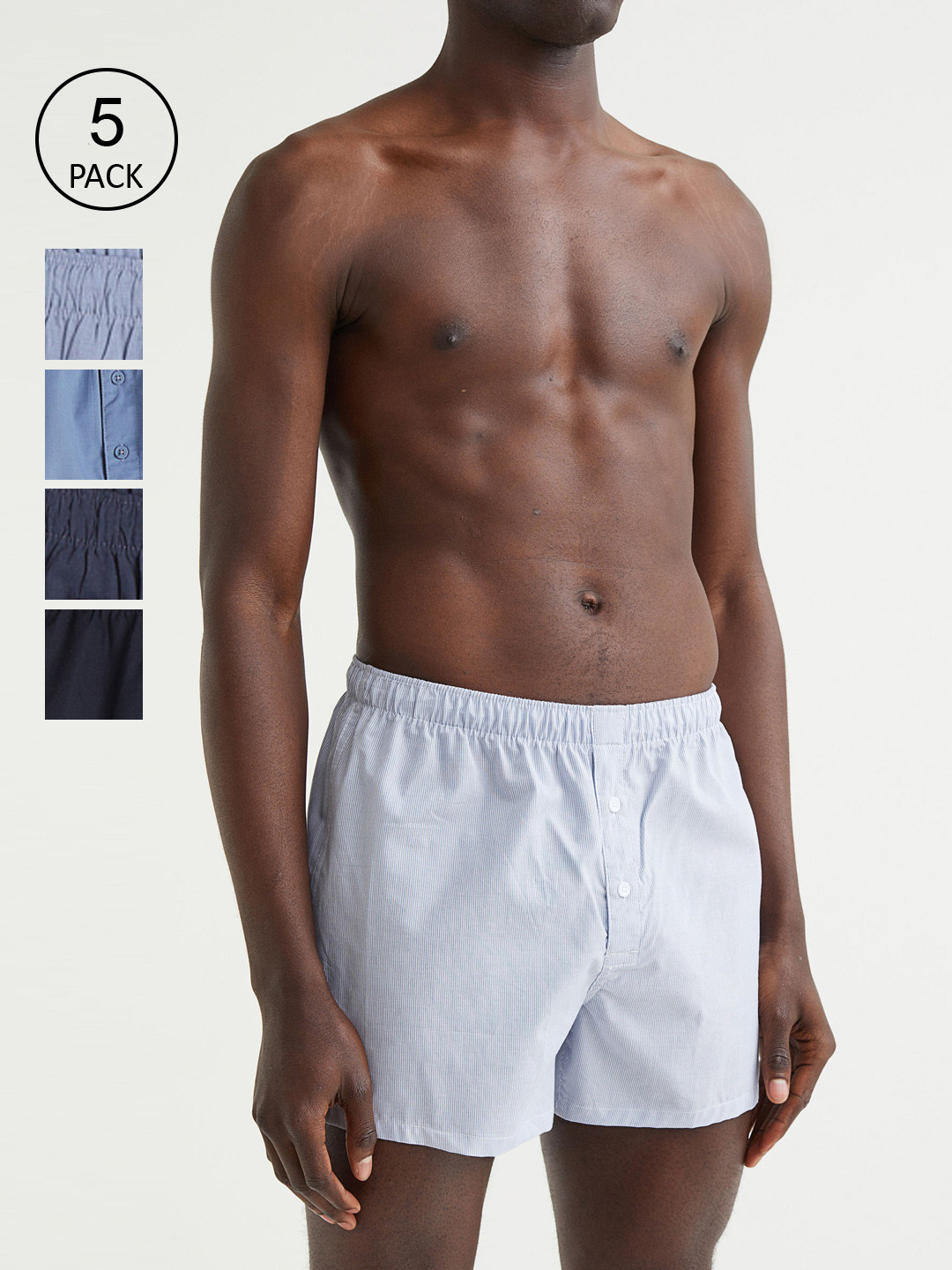 Buy H&M Men 5 Pack Woven Cotton Boxer Shorts 0697920120 - Briefs for ...