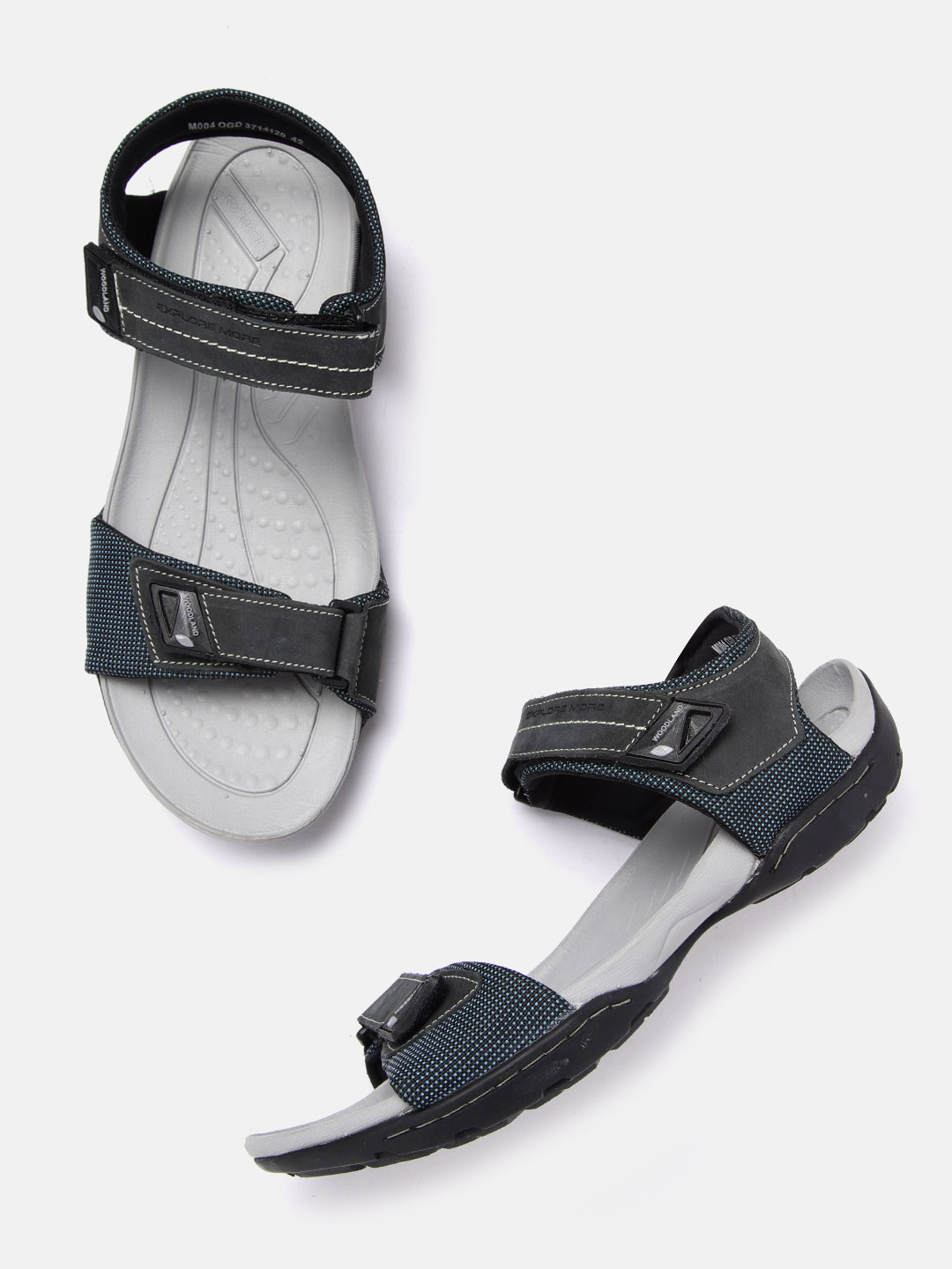 Buy Woodland Men Blue & Grey Solid Leather Sandals - Sandals for Men ...