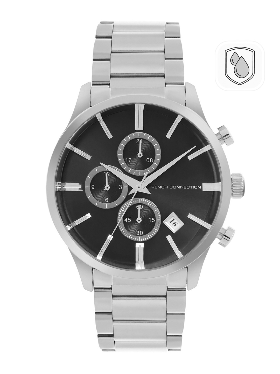 Buy French Connection Men Black Dial & Silver Toned Stainless Steel ...