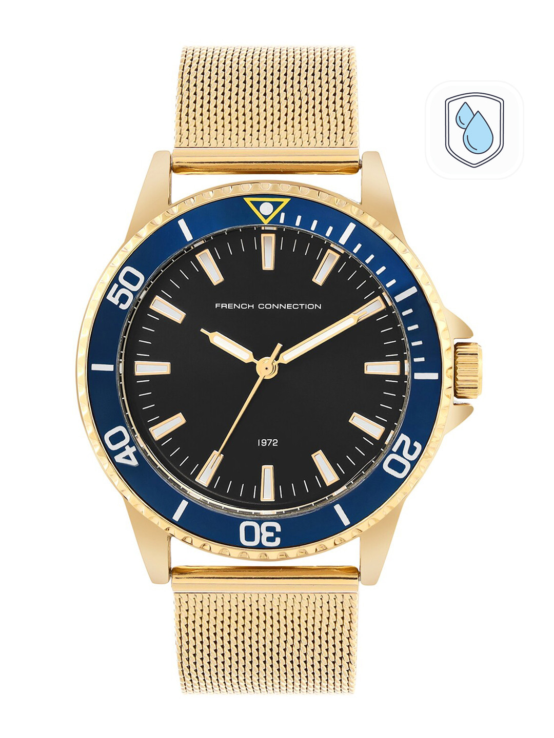 Buy French Connection Men Black Dial & Gold Toned Straps Analogue Watch ...